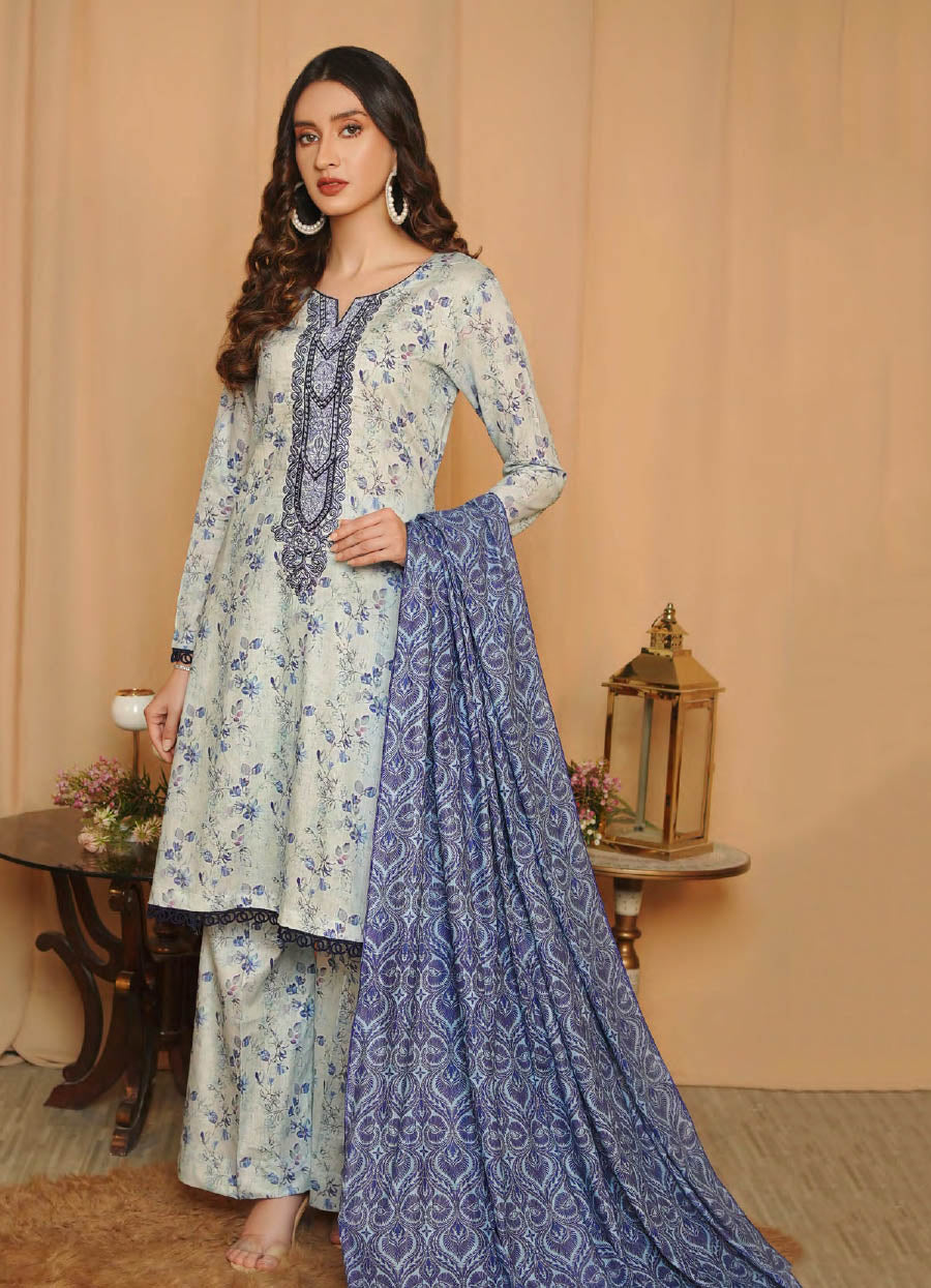 Embroidered Lawn Pakistani Suit by Zesh Textiles Unstitched S7 – Stilento